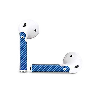 IPG for AirPods 1-2 Stickers Wraps Adhesive Decal Skin for case and Ear Pieces Protective and Decorative Set (Blue Carbon Fiber 4D)