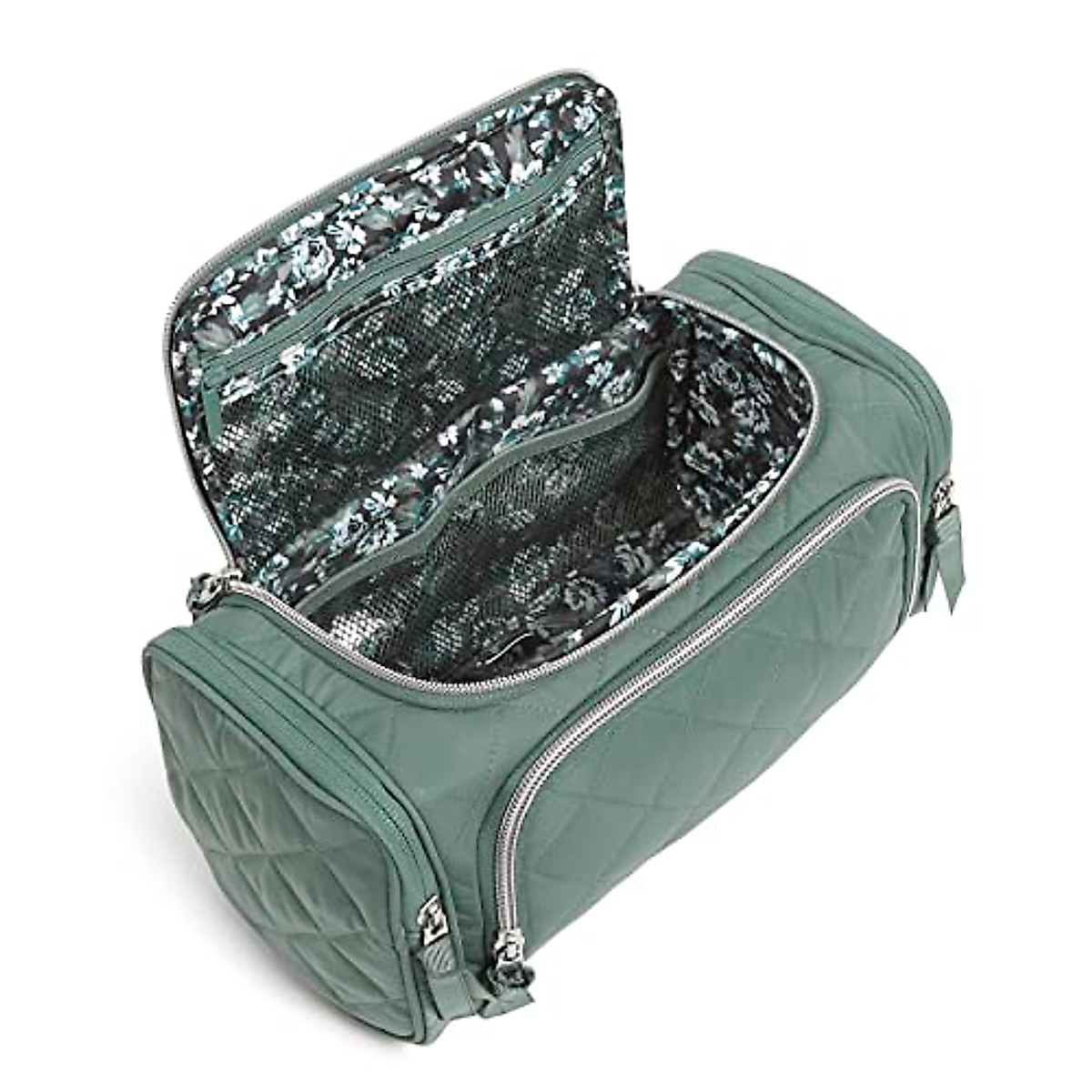 Vera Bradley Women's Performance Twill Large Travel Cosmetic Makeup Organizer Bag, Olive Leaf, One Size