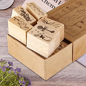 Wooden Plant Patterns Rubber Stamp - Plant and Flower Decorative Wooden Rubber Stamp Set for DIY Craft Card Scrapbooking Supplies Photo Album, Hand Book, Planner, Scrapbooking, 12Pcs (Young Girl)