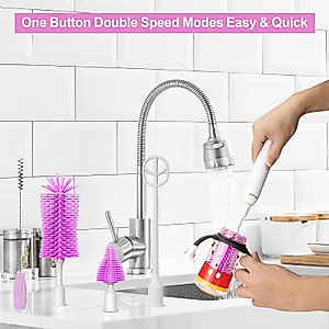 TpChapNi Electric Bottle Brush Cleaner,Electric Baby Bottle Brush Cleaner Set,Rechargeable with Replaceable Silicone Water Bottle and Nipple Brush Head,Straw Brush for Baby & New Moms (Purple)