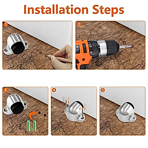 PHITUODA 1.3 Inch / 33mm Heavy Duty Floor Door Stopper, Floor Mount Door Stop with Silent Rubber Bumper, Stainless Steel Brushed Finish - Pack of 1