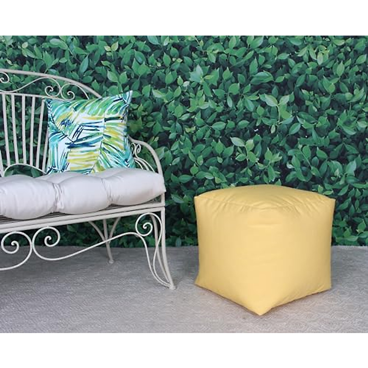 RULU Ottoman Outdoor/Indoor Sunbrella Bean Bag Pouf 19"x19"x18"H Buttercup