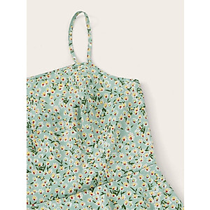 Floerns Women's Ditsy Floral High Waist Cami Short A Line Dress Green S