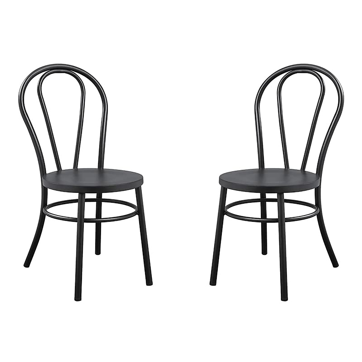 OSP Home Furnishings Odessa Cafe Bistro Metal Dining Chair 2-Pack, Matte Black Finish