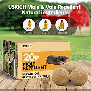 20 Packs Mole Repellent, Vole Repellent Outdoor, Powerful Mole Deterrent for Yard, Gopher Repellent, Mole Repellant for Lawn, Mole Control, Keep Mole and Vole Out of Your Garden