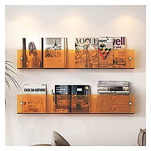 2 Pack- Floating Bookshelves, Wall Mounted Bookshelf, Acrylic Wall Hanging Magazine Storage Shelves Display Organizer for Bedroom, Living Room, Office (Color : C, Size : 100CM)