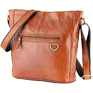 URBAN LEATHER 10 inch Large Crossbody Bags Purses for Women & Girls, Genuine Leather Vintage Brown Slim Ladies Bag Purse Handbag, Sling Crossover Shoulder Handbags for Her