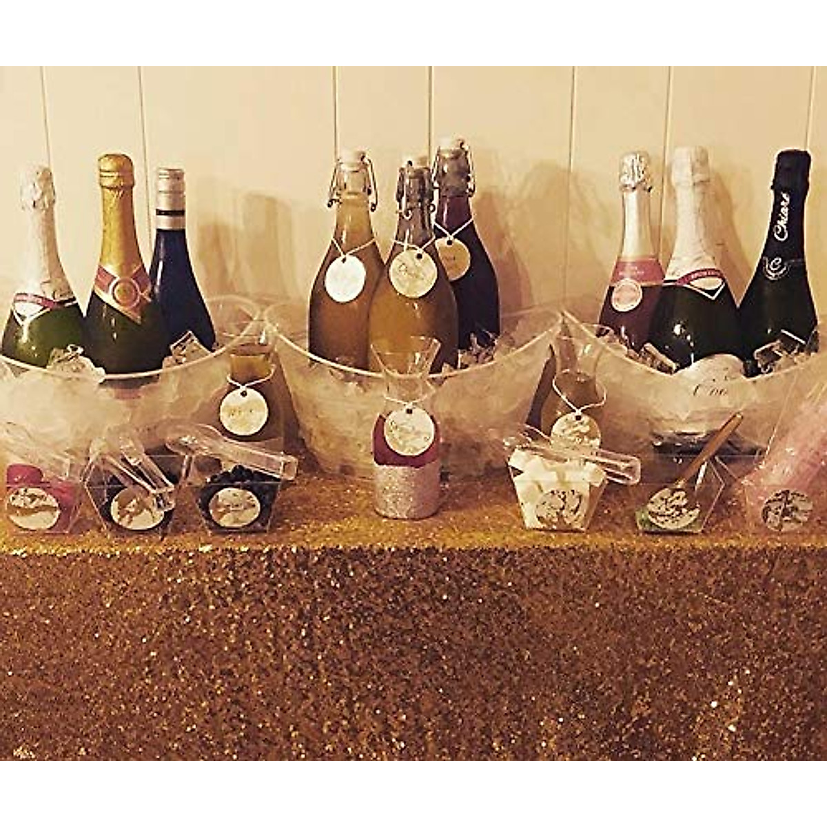 Zilpoo 4 Pack - Plastic Oval Storage Tub, 4.5 Liter Wine, Beer Bottle Drink Cooler, Parties Ice Bucket, Party Beverage Chiller Bin, Baskets, Clear