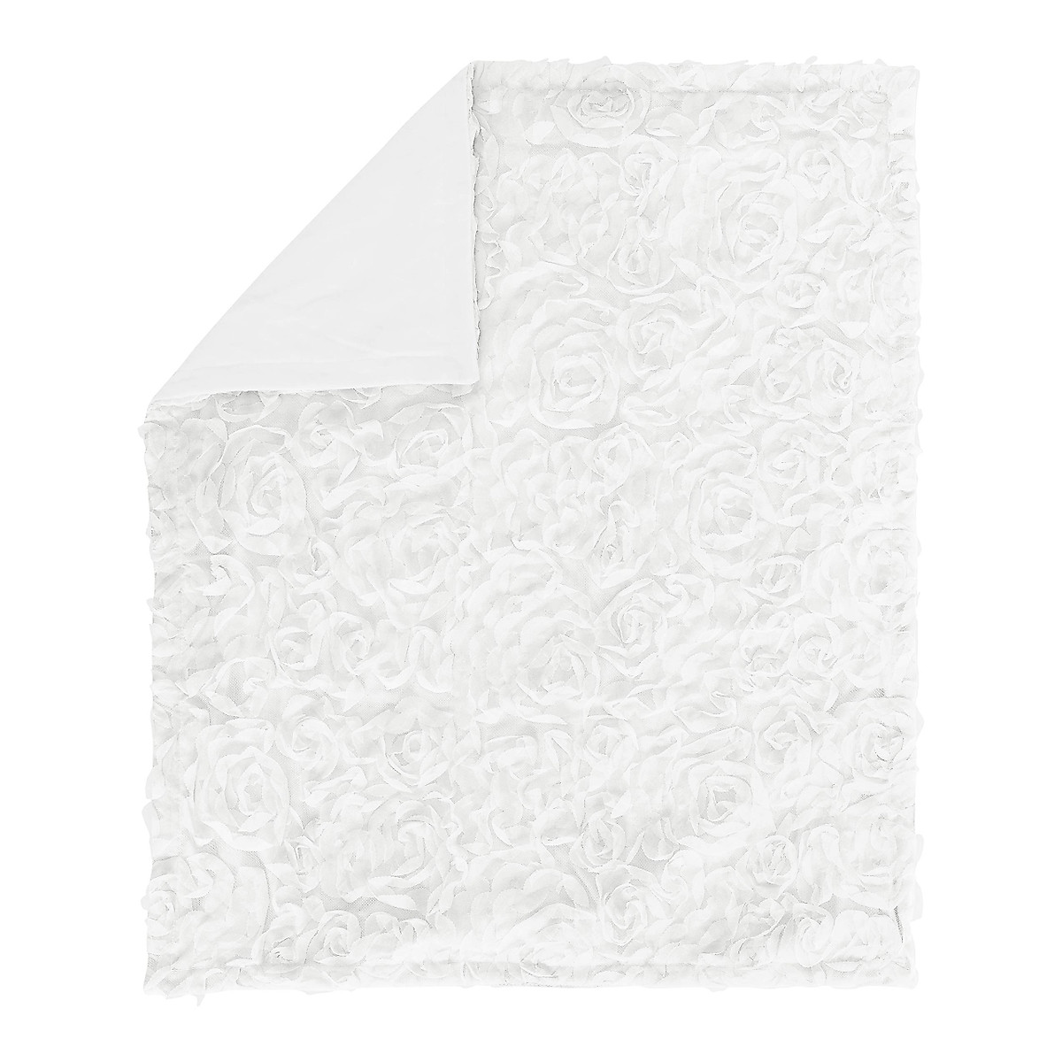 Sweet Jojo Designs White Floral Rose Baby Girl Blanket Receiving Security Swaddle for Newborn or Toddler Nursery Car Seat Stroller Soft Minky - Solid Flower Elegant Boho Shabby Chic Luxury Glam Roses