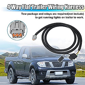X AUTOHAUX 4 Way Flat Trailer Wiring Harness for Nissan Frontier 2005-2022 for Nissan Xterra Pathfinder for Suzuki Equator 2009-2012 Running Signal Light Tow Package Require