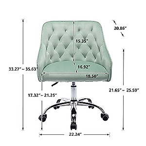 CNANXU Velvet Swivel Shell Chair with Adjustable Height,Accent Swivel Desk Chair,Modern Leisure Office Chair for Living Room (Mint Green)