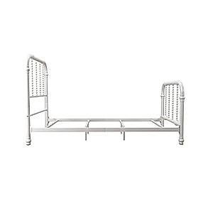 DHP Jenny Lind Kids Metal Bed Frame with Country Chic Headboard and Footboard, Underbed Storage Space for Toys, Twin, White