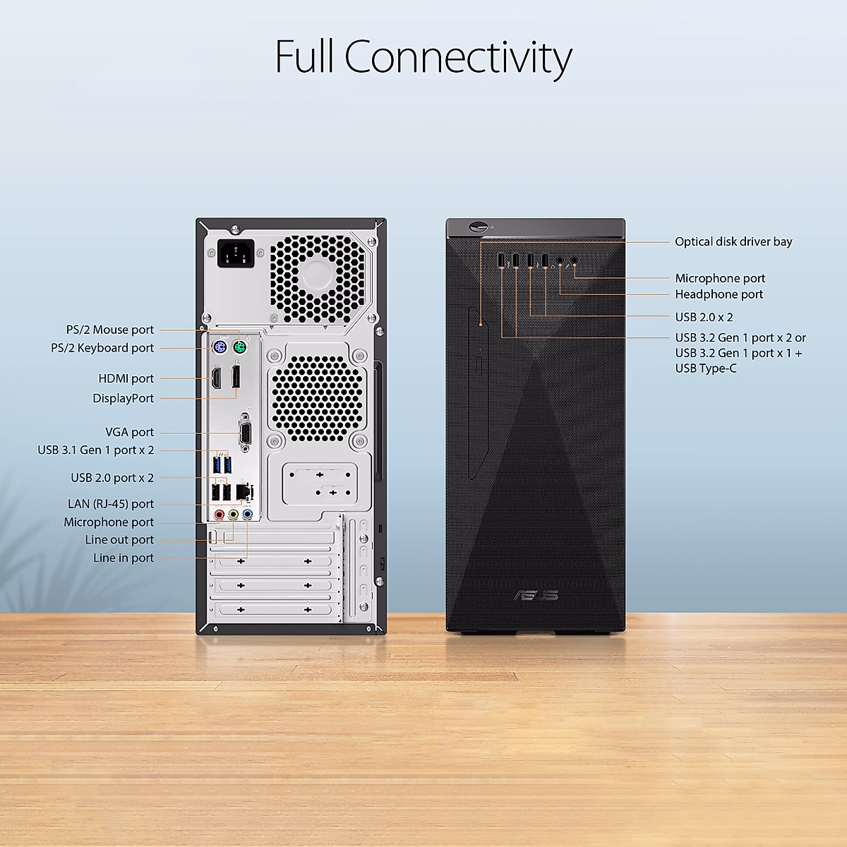 ASUS S501MD Desktop PC, Intel Core i7-12700, 8GB DDR4 RAM, 512GB PCIe SSD, Wi-Fi 6, Windows 11 Home, Black, S501MD-SB703