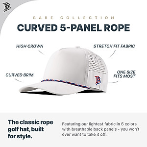 Branded Bills Party Eagle PVC Curved 5 Panel Rope Hat, White/RWB Rope, Fits 7-7 7/8, Adjustable Snapback | Lightweight, Comfort Stretch, & Quick Dry Baseball Cap