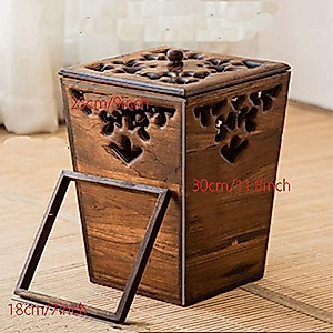 DIKNAC Trash Can Garbage Bin Wood Trash Can Wastebasket Garbage Container Bin for Bathrooms Powder Rooms Home Offices Waste Bins ( Color : B , Size : 23*30cm )