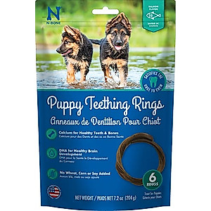 N-Bone Puppy Teething Rings Salmon Flavor Dog Treat, 6 Count Bag, 7.2-oz