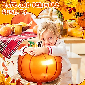 12 Pcs Pumpkin Balloons Thanksgiving Foil Pumpkin Balloons Foil Fall Balloon Large Thanksgiving Balloons Decoration for Baby Shower Birthday Autumn Harvest Thanksgiving Party Supplies