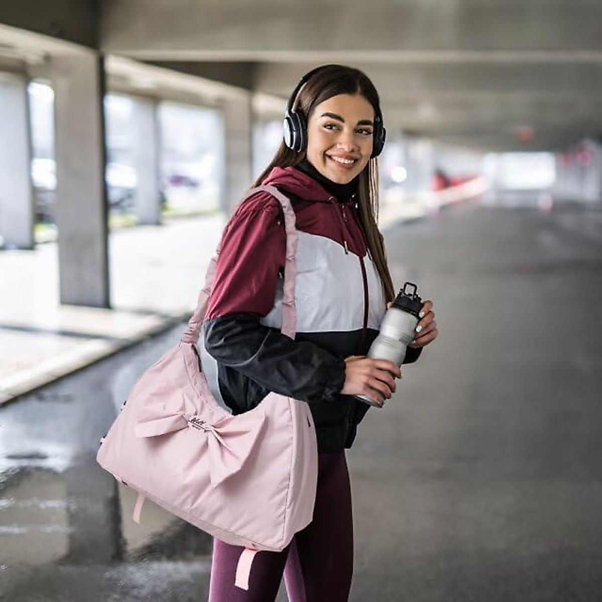 WOLT Gym Bag For Women, Pink Yoga Mat Bag with Shoes Compartment, Wet Pocket and Water Bottle Pocket