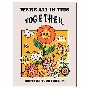 Aesthetic Posters Retro Decor,Retro Flower Poster, Retro 60s 70s Poster, Positive Quote Wall Art, Cute Room Decor, Cool Wall Decor.12x16 inches Unframed