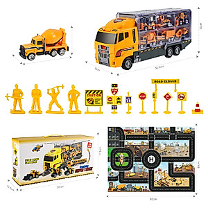 Hapavis Cars Toys for Kids Construction Trucks 26 in 1 Diecast Engineering Vehicles Toy Set with Playmat for Children Boys Kids 3 4 5 6 Years Old