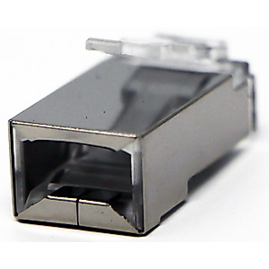 Tupavco TP807 Shielded CAT6 RJ45 Crimp Connector (100 Pack Bag) 8P8C STP Ethernet Network Cable Plug Crimp Jack, Metalic