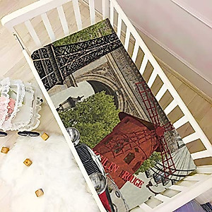 Vintage Paris Car Crib Sheets for Baby Soft and Breathable Baby Crib Sheets Machine Washable Pack and Play Sheets for Kid Girl Boy