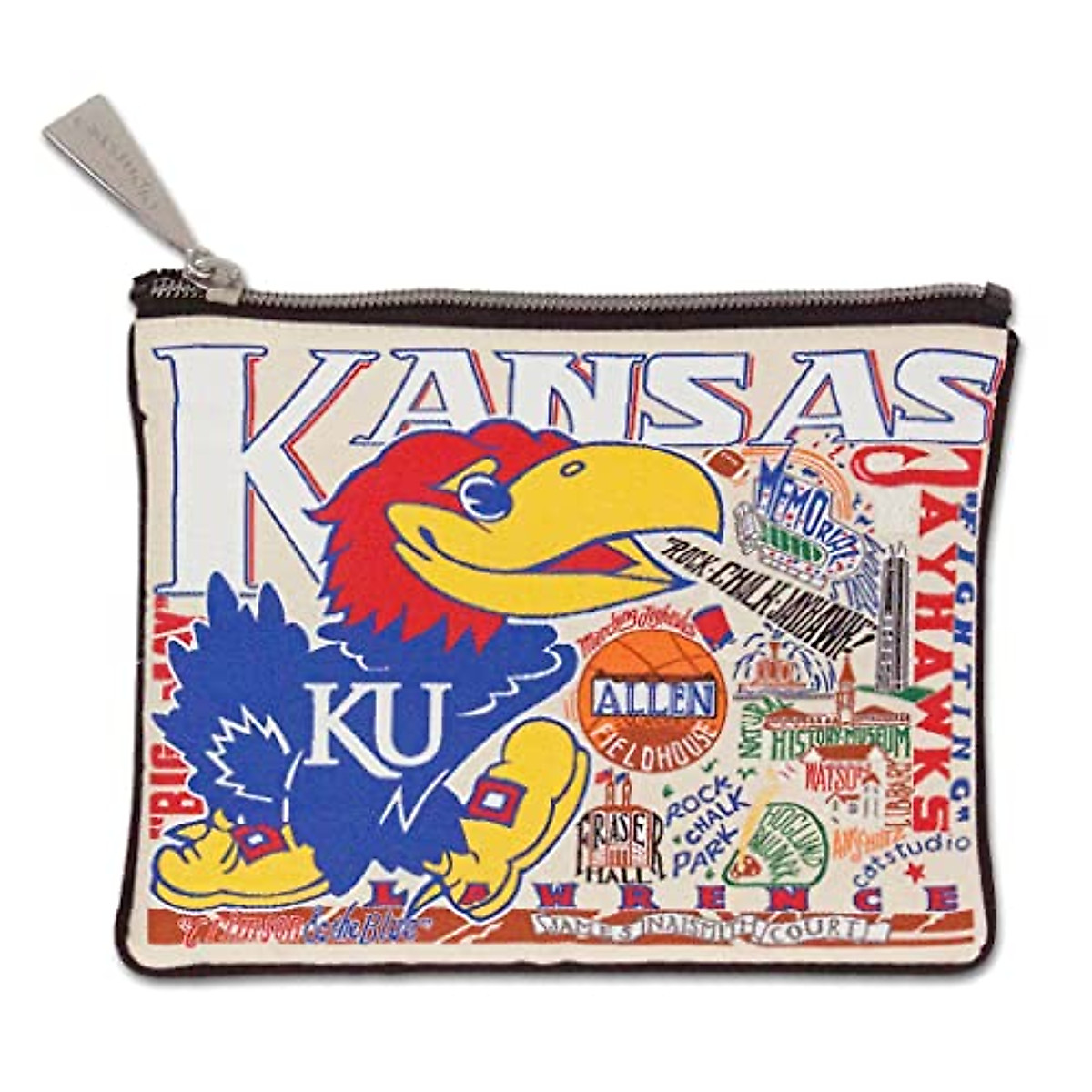Catstudio University of Kansas Collegiate Zipper Pouch Purse | Holds Your Phone, Coins, Pencils, Makeup, Dog Treats, & Tech Tools