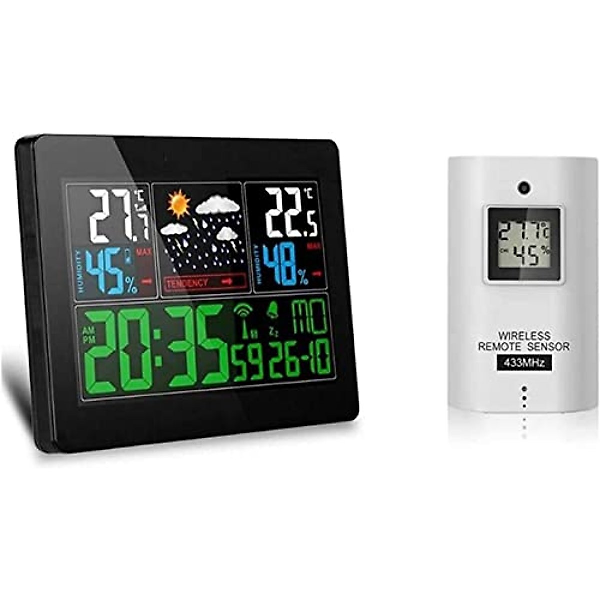YOUOOK Weather Station Wireless Indoor Outdoor Multiple Sensors, Digital Atomic Clock Weather Thermometer, Temperature Humidity Monitor Forecast Weather Stations with Backlight