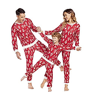 Ekouaer Matching Family Pajamas Set Christmas Pjs Holiday Sleepwear Sets Printed Long Sleeve Nightwear