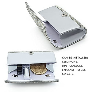 Labair Rhinestone Clutch Purse for Women Sparkly Evening Bag Wedding Formal Prom Handbag,Silver