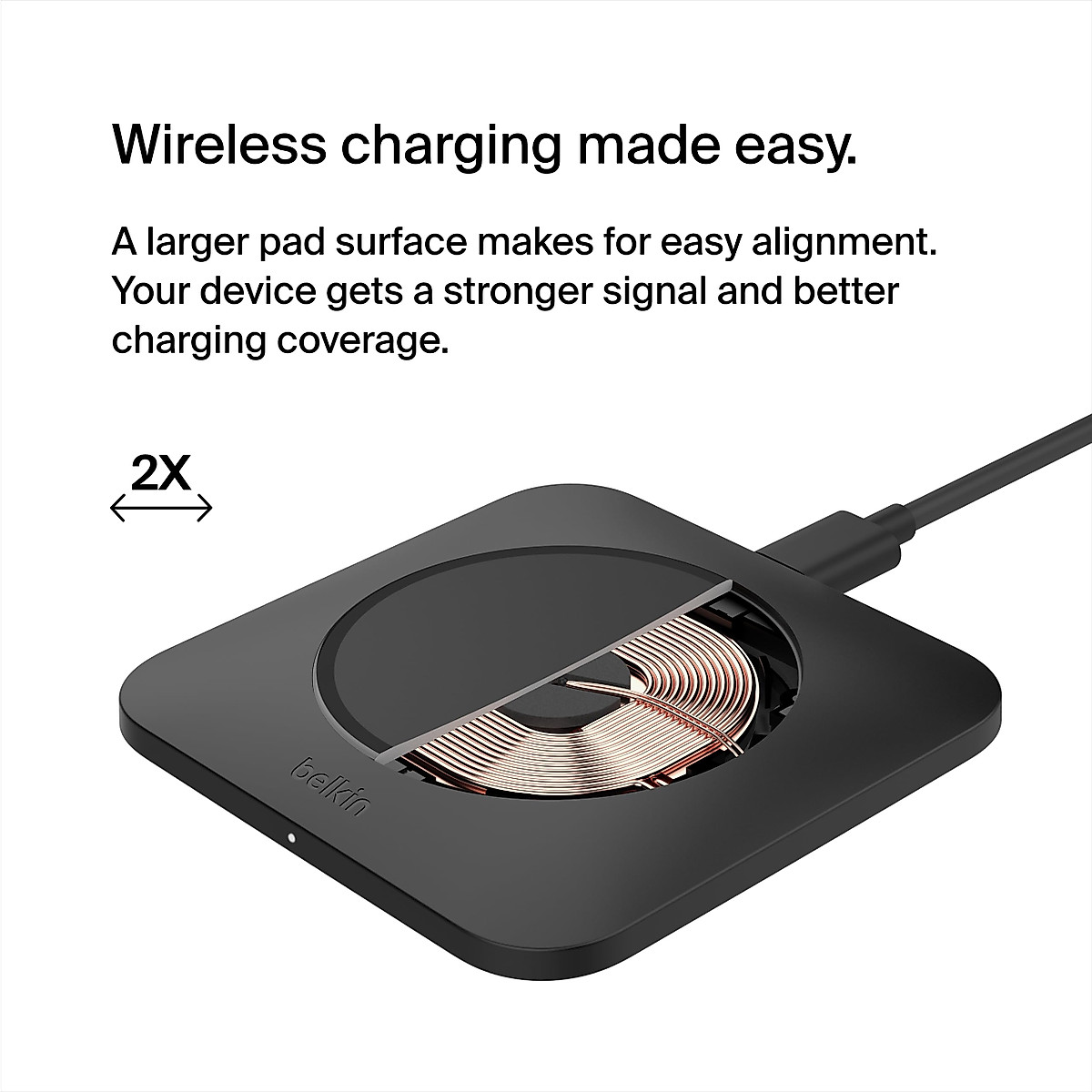 Belkin BoostCharge Pro 15W Universal Easy Align Wireless Charging Pad, Fast Qi Charger, Large Charging Pad for Apple iPhone, Samsung Galaxy, Apple AirPods Pro, and Other Devices - Black