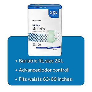 McKesson Ultra Briefs, Incontinence, Heavy Absorbency, 2XL, 12 Count, 4 Packs, 48 Total