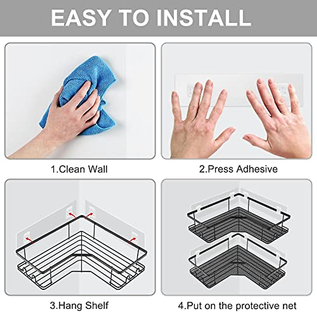 Corner Shower Caddy - Black Shower Organizer Hanging,Shower Shelves,Shower Racks Storage with Small Round Hole Bathroom Shelf for Inside Shower and Restroom 2 Park