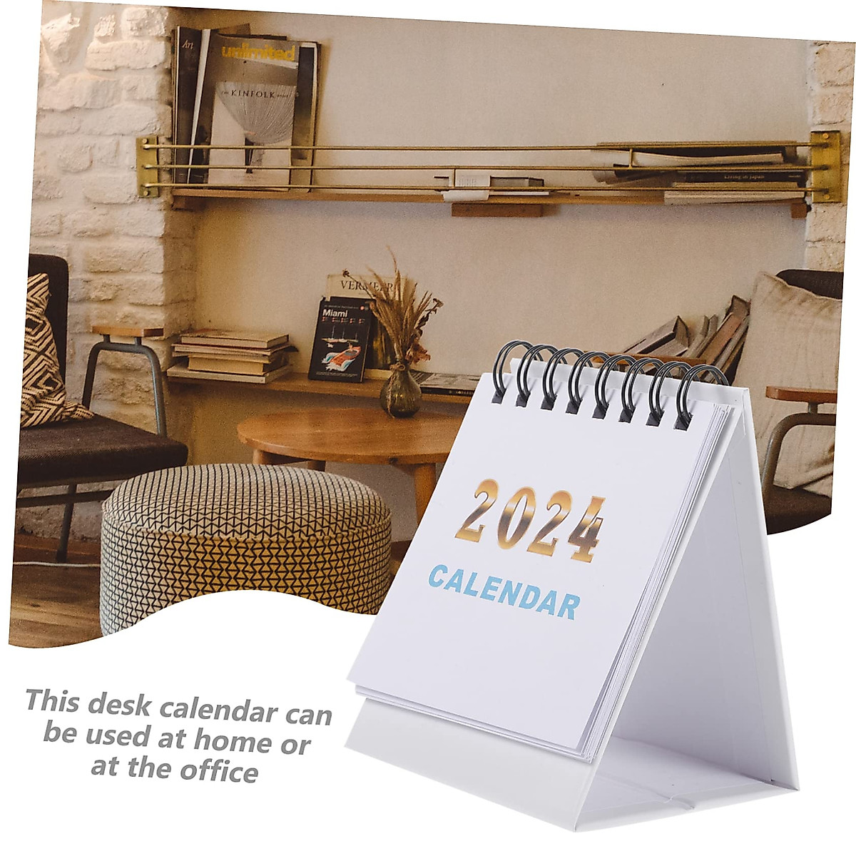 Gogogmee 1 2024 Mini Desk Calendar Table Top Decor Mini Calendar 2023-2024 Desk Calendar 2024 Decorative Standing Calendar Easel Flip Calendar White Calendar Desk Paper Clamshell Simple