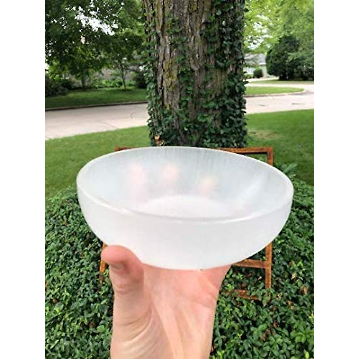 CrystalsAhoy Large Selenite Bowl, XL 5.5" - 6" Hand made Moroccan Selenite, Reiki Charged Moroccan Selenite XL 6-Inch Charging Station Extra Large Crystal Bowl