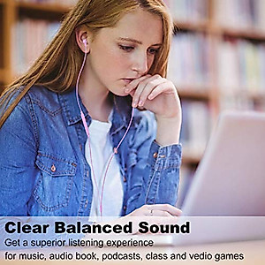 Joymiso Tangle Free Earbuds for Kids Women Small Ears with Case, 3 Sets Bundle, Comfortable Lightweight, Flat Cable Ear Buds Wired Earphones with Microphone and Volume Control for Cell Phone Laptop