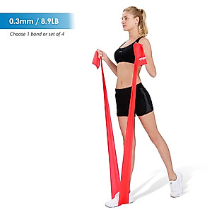 Exercise Bands for Physical Therapy | Resistance Band for Fitness, Yoga, Pilates | Long Resistance Bands for Working Out | Elastic Band for Exercise | Stretch Band (#2 Red (Medium), 7ft)