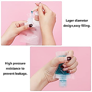 UHAPEER 60 PCS Refillable Empty Squeeze Pouches, Portable Travel Fluid Bags with Funnel and Label, 30ml/50ml/100ml Makeup Packaging Bags, Clear Leakproof Travel Container for Toiletries Lotion Shampoo