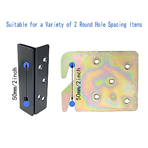 ITROLLE 2PCS Bed Frame Hardware Bed Post Double Hook Slot Hardware Attachment Bracket Bed Rail Hooks Plates Heavy Duty Bed Post Double Pin Hook Slot Bracket, Black