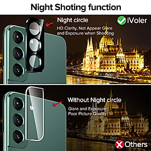 ivoler [2+2 Pack Tempered Glass Screen Protector for Samsung Galaxy S22 5G 6.1'' 2022 [2 Pack] [Not Fit Galaxy S22Plus&S22 Ultra ] with [2 Pack] Camera Lens Protector with Alignment Frame Clear
