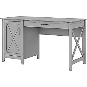 Bush Furniture Key West Computer Desk with Keyboard Tray and Storage, 54W, Cape Cod Gray