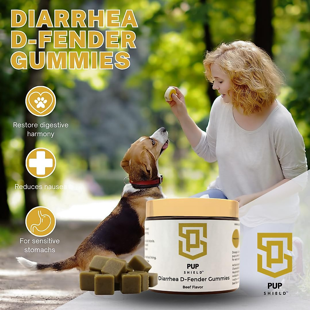 Pup Shield Dog Diarrhea Relief Gummies | Vet-Formulated Gut Health Support Treats with Probiotics, Pumpkin, Ginger, Marshmallow Root | Pure Digestive Aid for Canine Stomach Issues - 90 Gummies