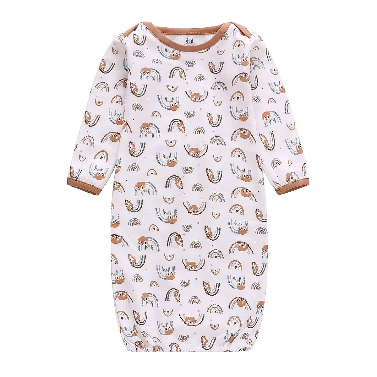 Baby Newborn Gown, 3 Packs Baby Sleeping Bag, Long Sleeve Sleep Sack, Cotton Cloths for Newborn Boys Girls 0-6 Months Pine Tree+wave+sloth