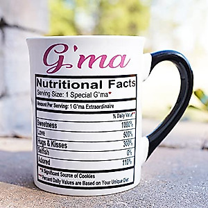 Cottage Creek G-ma Mug, Large 16oz. Ceramic Gma Coffee Mug, G'ma Grandma Gifts