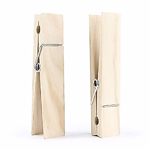 9 Inch, Giant Clothespins, Jumbo Wood Clips for DIY Craft, Bathroom or Laundry Room Decoration, 2 PCS