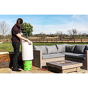 Peaktop Round Gas Canister Storage Table for Outdoor Patio Garden Bakyard Decking, Suitable for 13kg Gas Bottle, 62 Inch Height, Gray