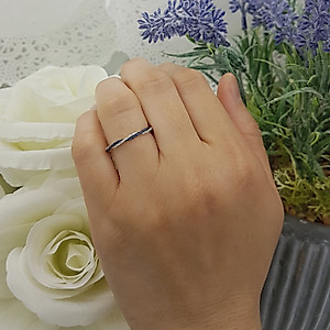 Dazzlingrock Collection Round Blue Sapphire & White Diamond Swirl Stackable Ring for Women in 14K Solid White Gold, Size 6.5