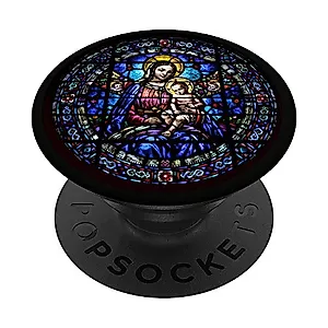 Blessed Virgin Mary and Jesus Stained Glass Design PopSockets PopGrip: Swappable Grip for Phones & Tablets