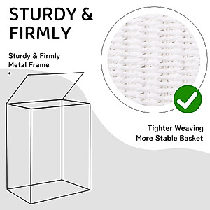 OIAHOMY Laundry Hamper with Lid, 23.8 Gal (90L) Wicker Hamper with Removable Liner Bags, Handwoven Clothes Hamper with Handles, Foldable Woven Paper Rope Hamper for Laundry Room, Bedroom-White