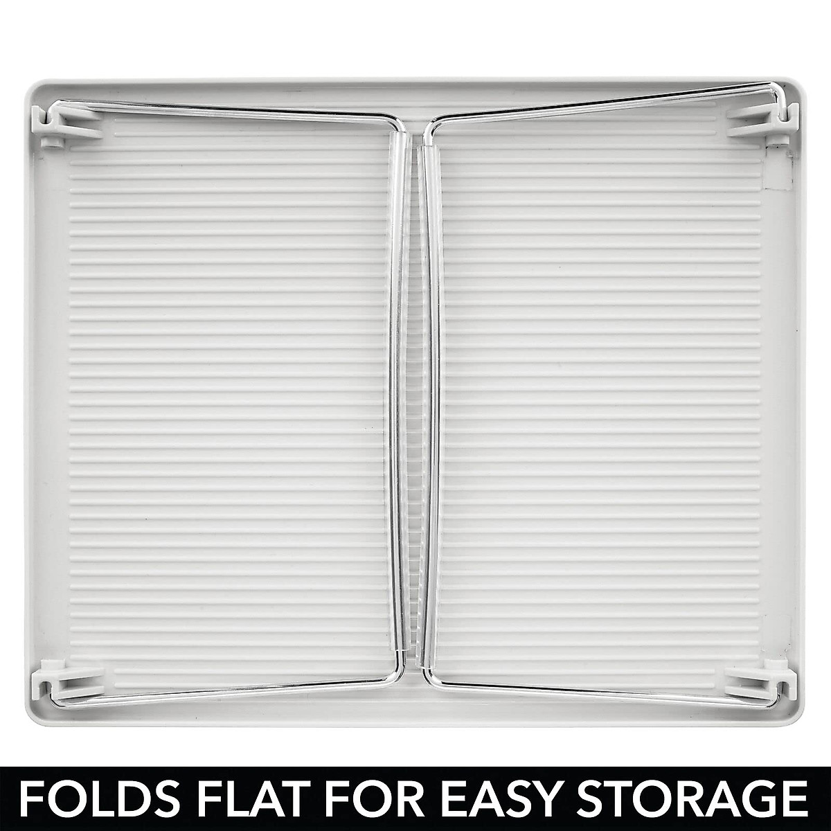 mDesign Metal Stacking Storage Organization for Shelves Inside Cabinets in Kitchen, Pantry, Cupboard, or Fridge/Freezer - Organizer Stand for Food, Plates, Bowls, Mugs, Ligne Collection - Stone Gray